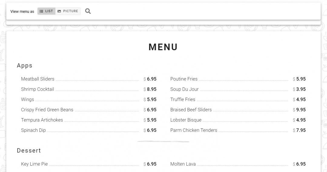 Digital Menu - EdgeServSWFL